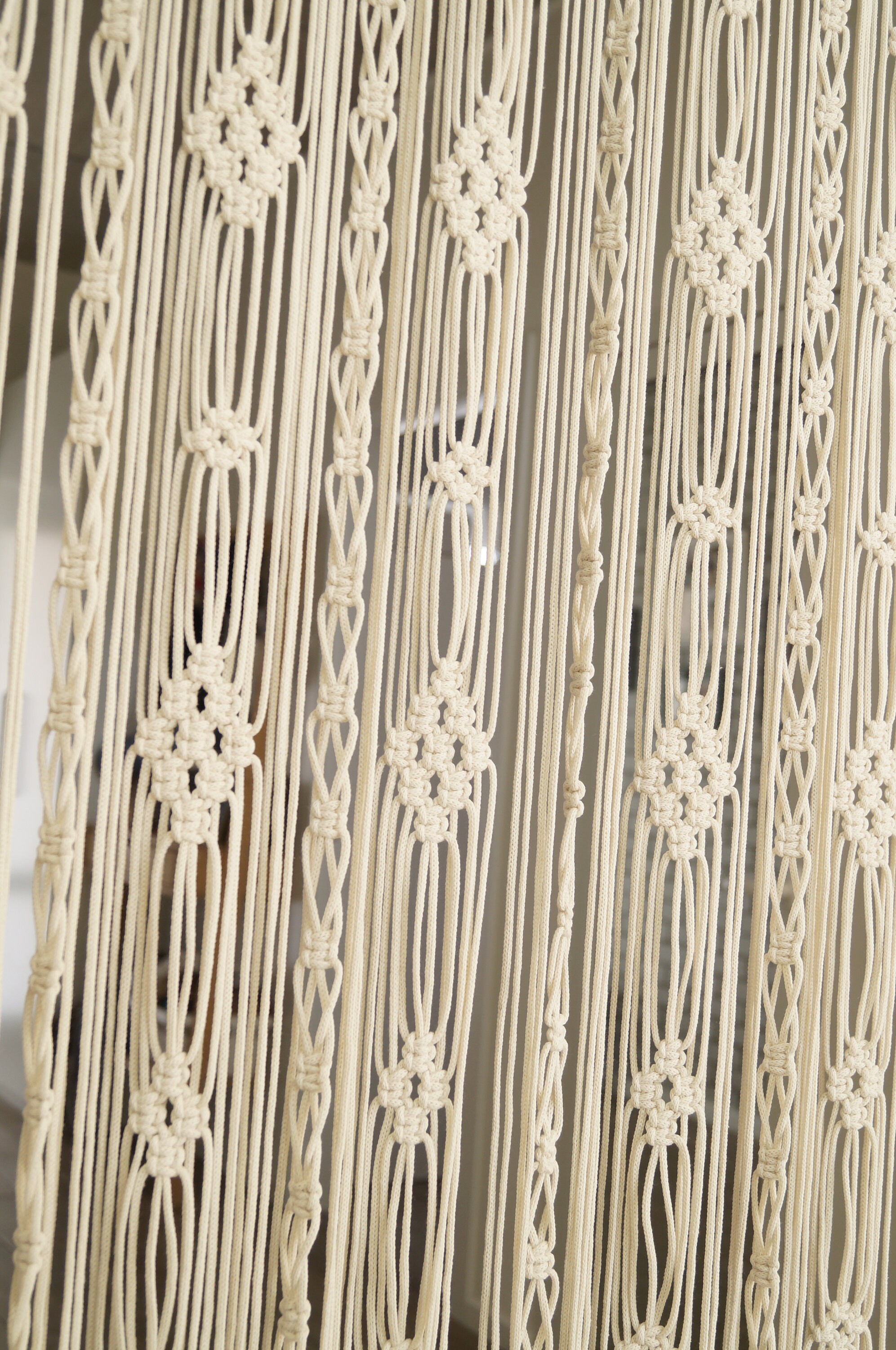 Light Beige Color Macrame Curtain,macrame Doorway Panel,macrame Room ...