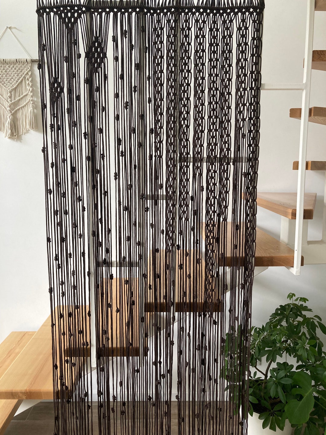 Bohemian Room Divider Macrame Door Curtain Bead Curtains Handwoven Boho ...