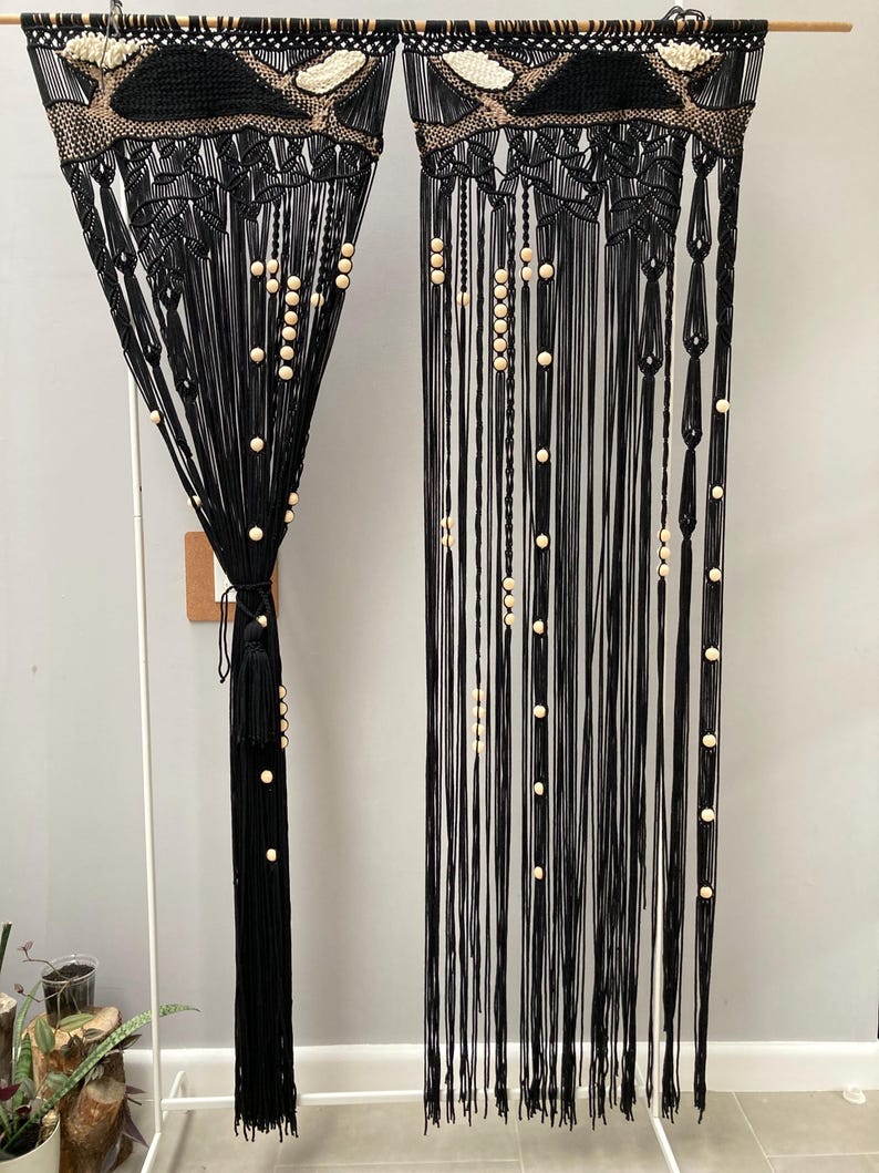 Beaded Curtain Macrame Door & Window Tapestry String Panel Handmade ...