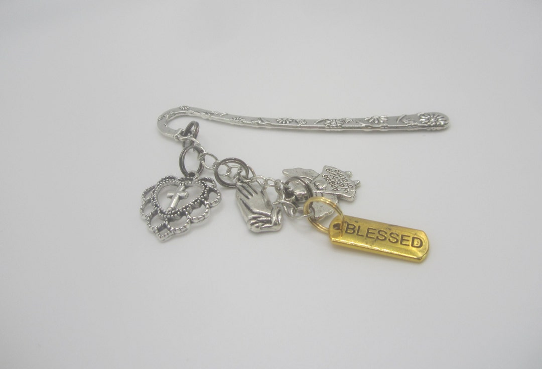 Silver-tone Charm Blessed Bookmark - Etsy