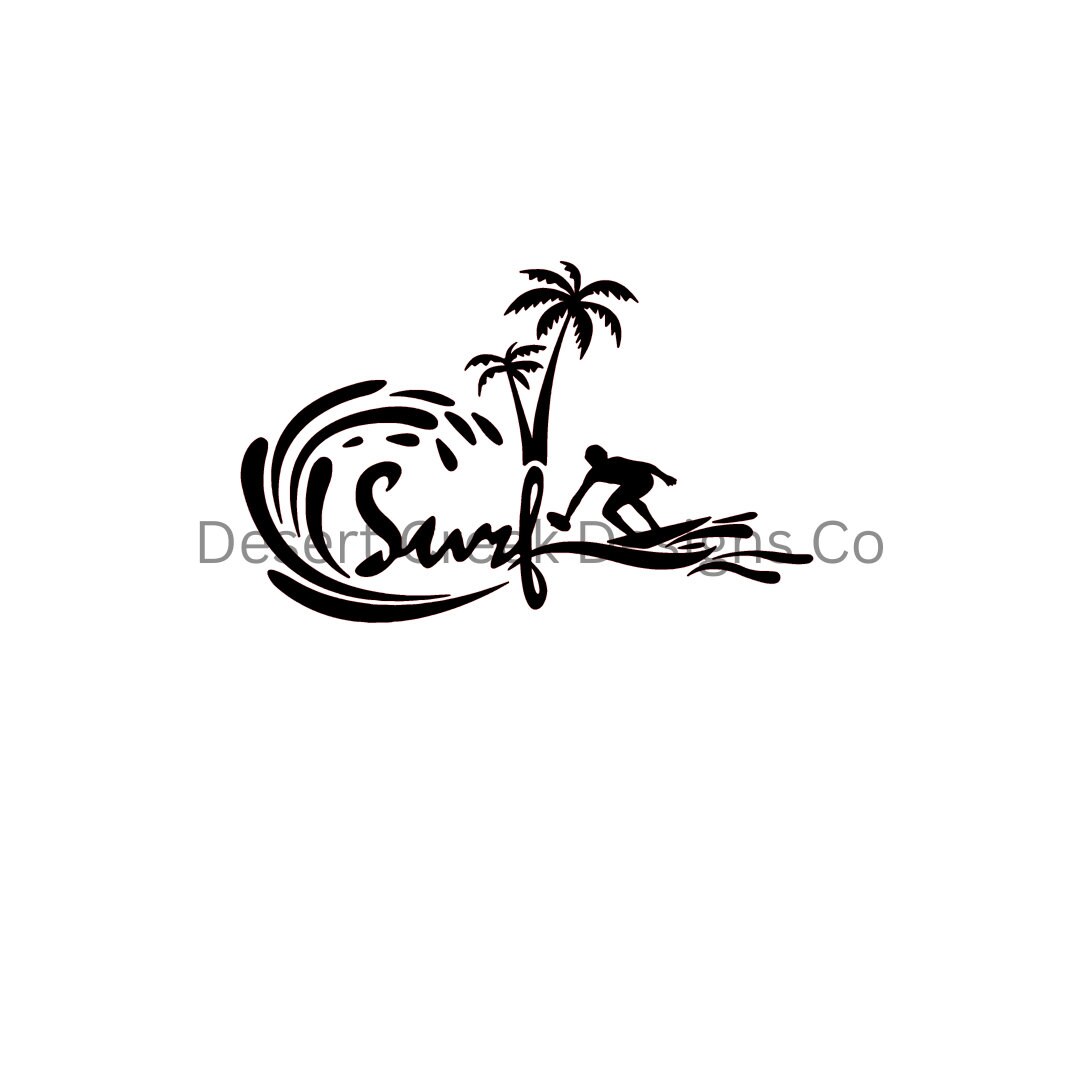 Ride the Perfect Wave: Surfer Decal With Palm Tree Silhouette - Etsy