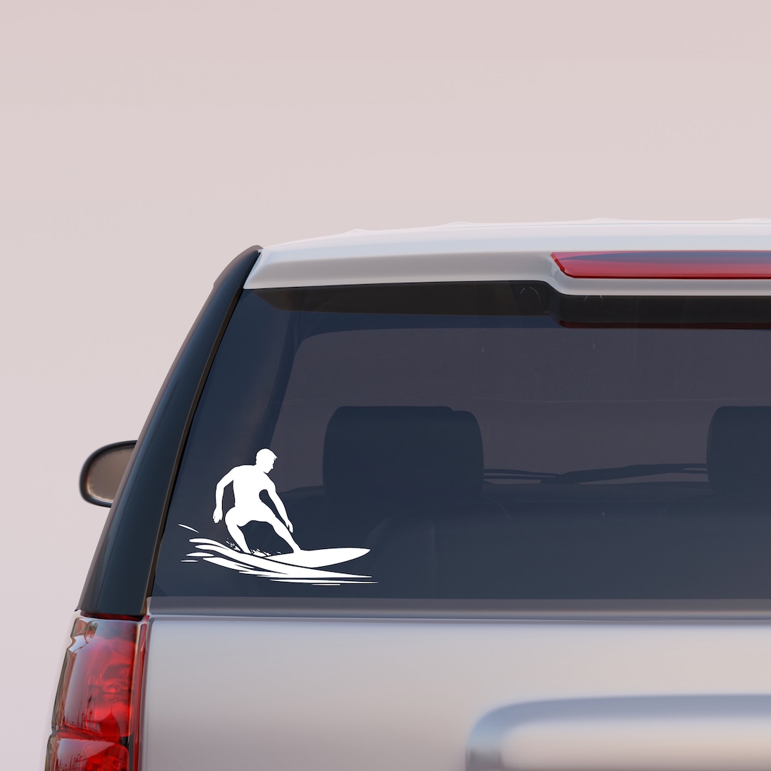 Surfer Guy Vinyl Decal, Laptop Decal, Car Window Decal, Surfer Decal ...