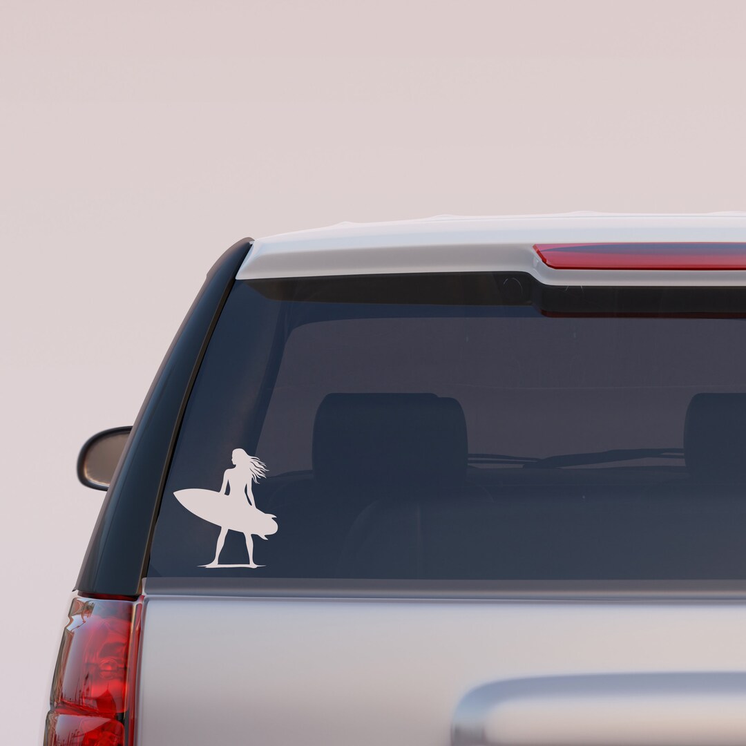 Surfer Girl Vinyl Decal, Laptop Decal, Car Window Decal, Surfer Decal ...