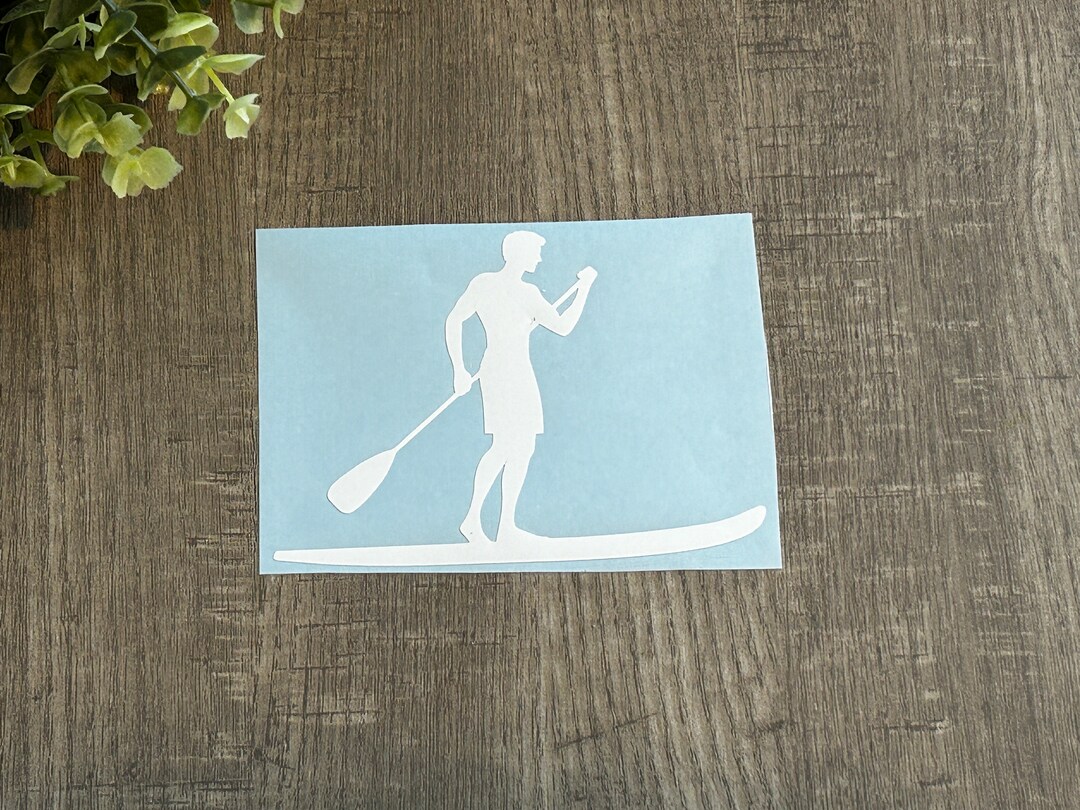 Paddle Board SUP Guy Vinyl Decal, Laptop Decal, Car Window Decal ...
