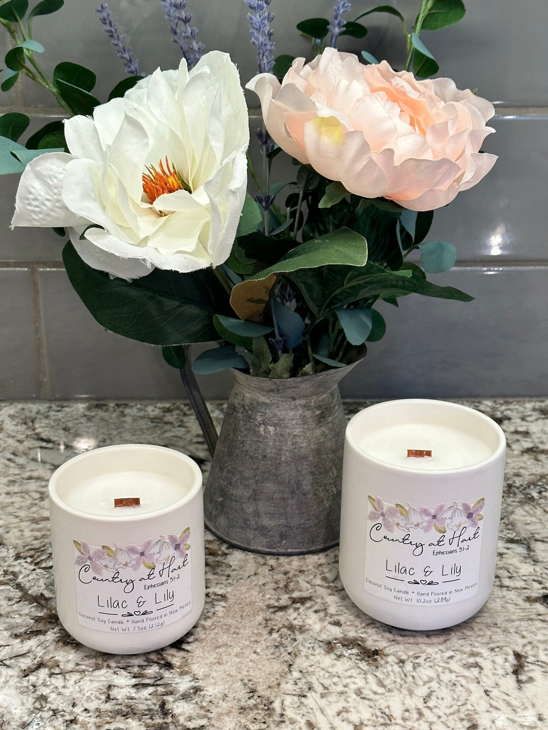 Lilac & Lily Candle / Floral Collection / Wooden Wick / Coconut Soy Wax ...