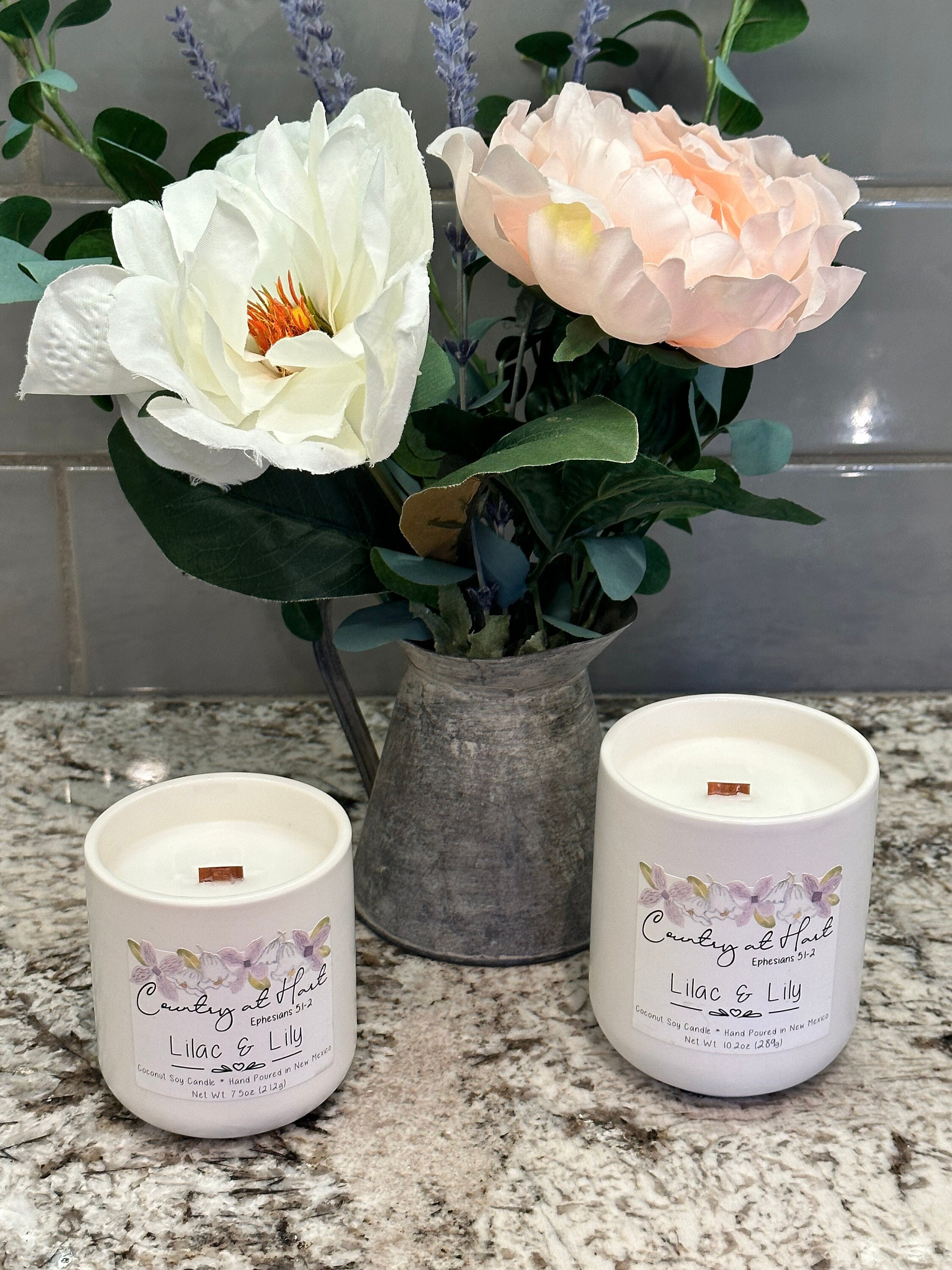 Lilac & Lily Candle / Floral Collection / Wooden Wick / Coconut Soy Wax ...