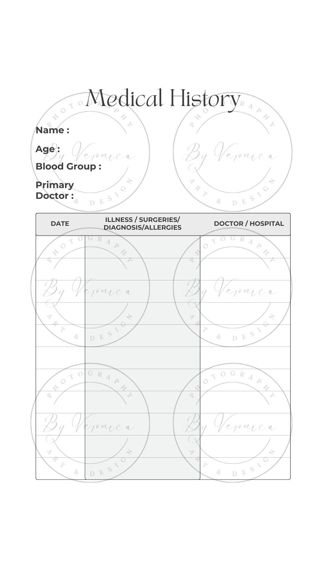 Medical Tracking Printable Pages, Doctor Visits, Medical Conditions ...