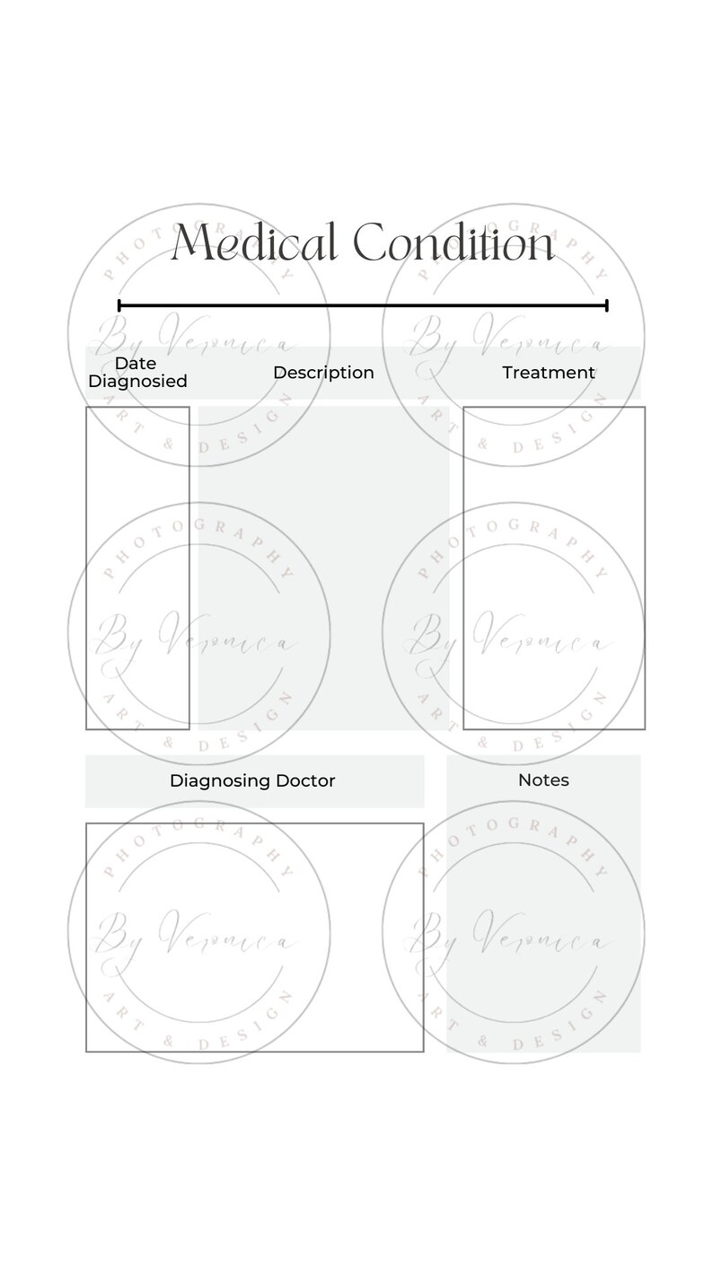 Medical Tracking Printable Pages, Doctor Visits, Medical Conditions ...
