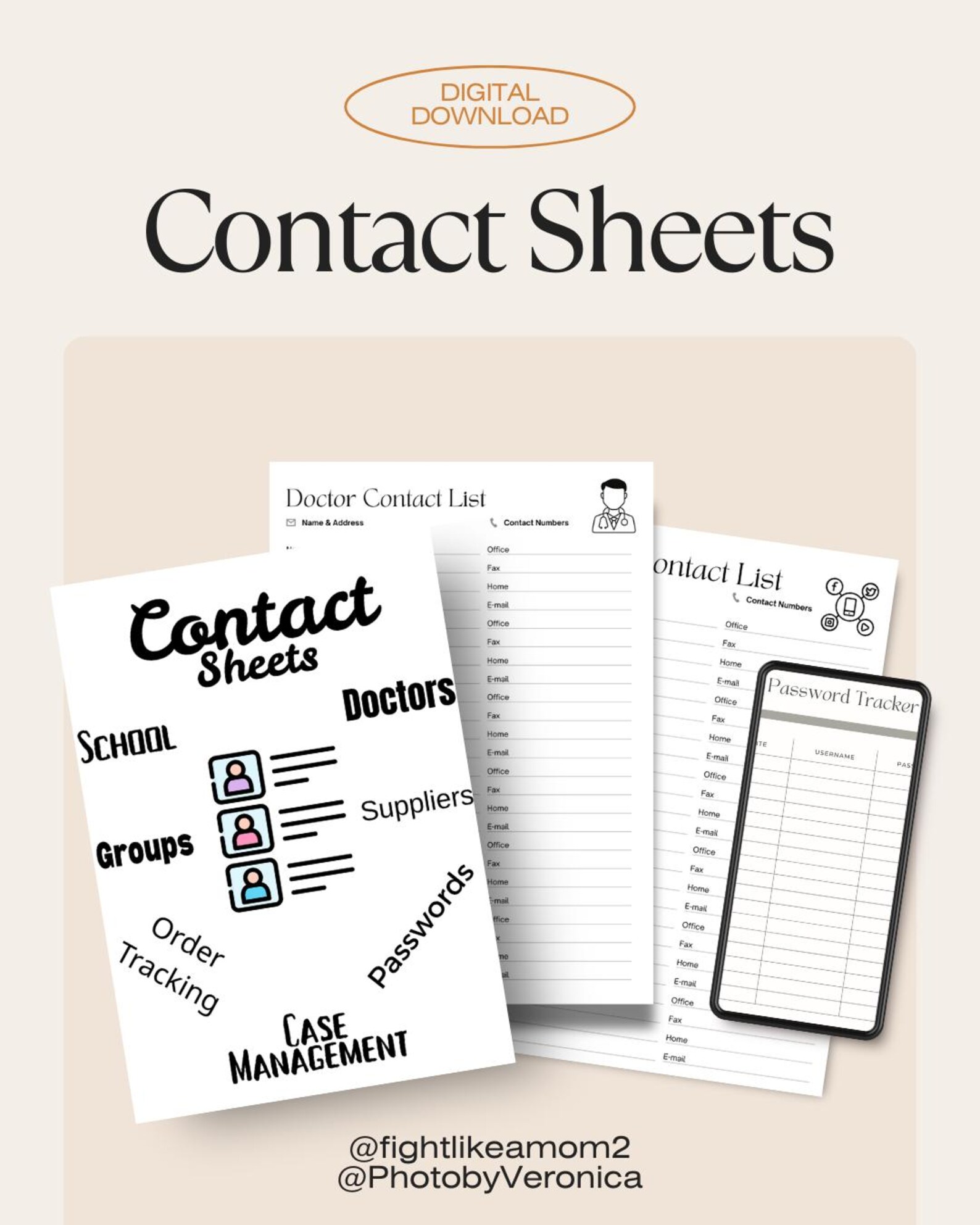 Password and Contact Sheets for Every Group in Your Life. Planner ...