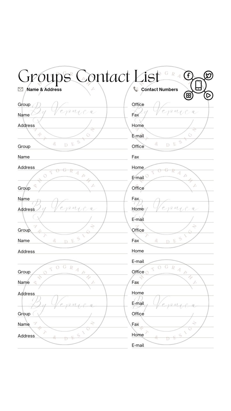 Password and Contact Sheets for Every Group in Your Life. Planner ...
