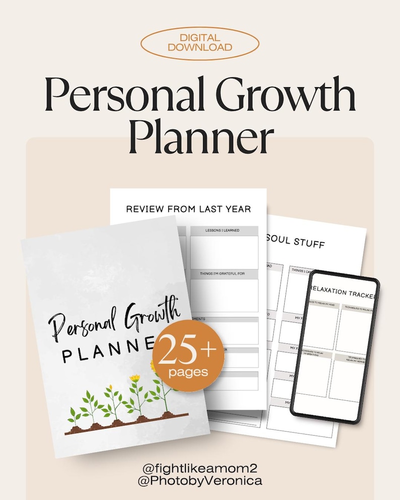 Personal Growth Planner | Printable Goal Planner, Mindset & Habit ...