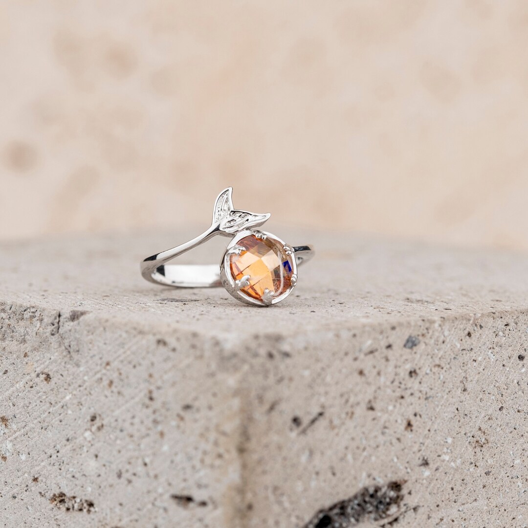 Whale Tail Ring, Different Stones Color, Dainty Ring, Handmade Jewelry ...
