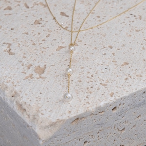 3 Pearl Back Drop Necklace, Bridal Back Necklace, Wedding Pearl ...