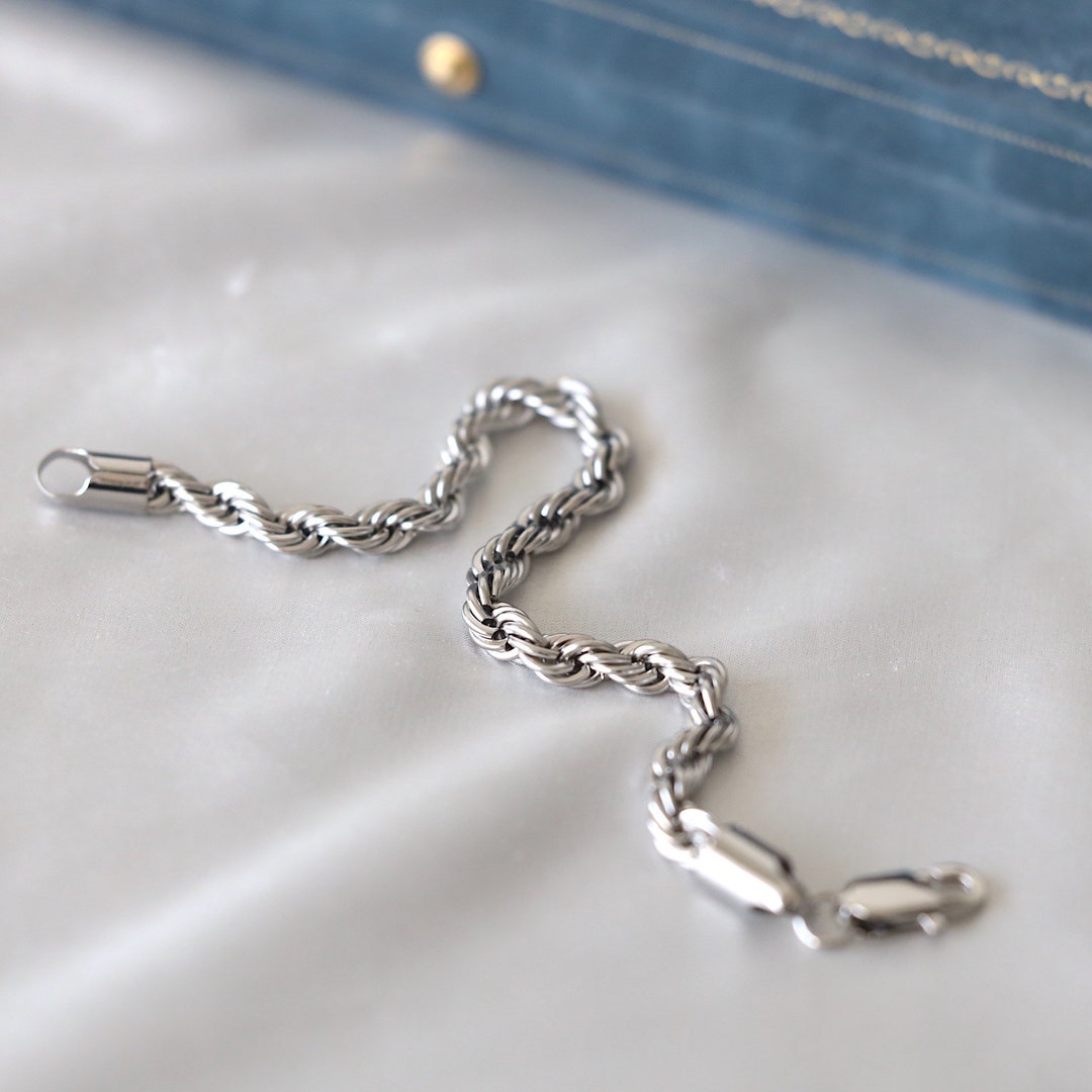 Silver Rope Chain Bracelet Thick Silver Bracelet Men - Etsy