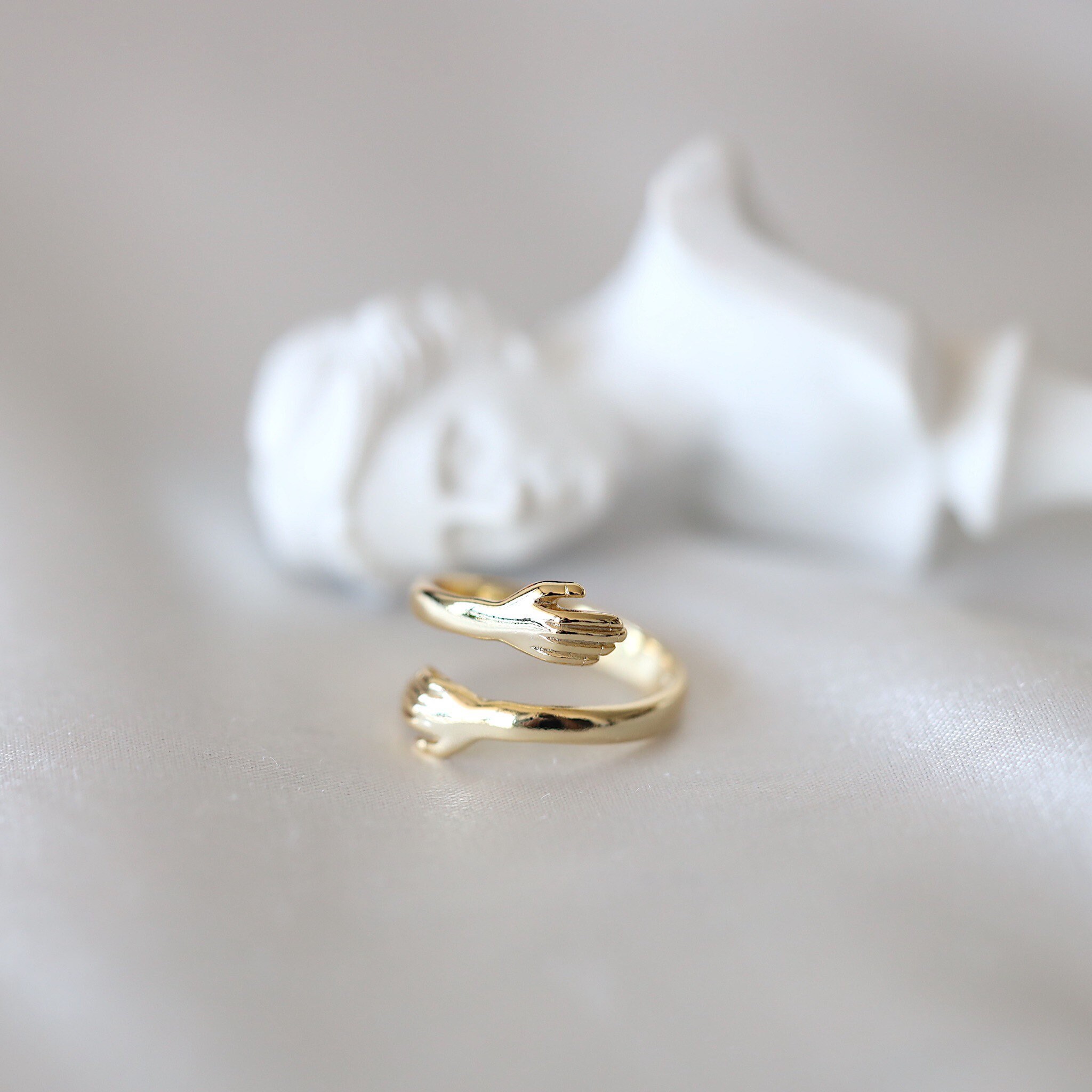 Silver Love Hugging Hand Stackable Ring Love Hug Ring Couple - Etsy