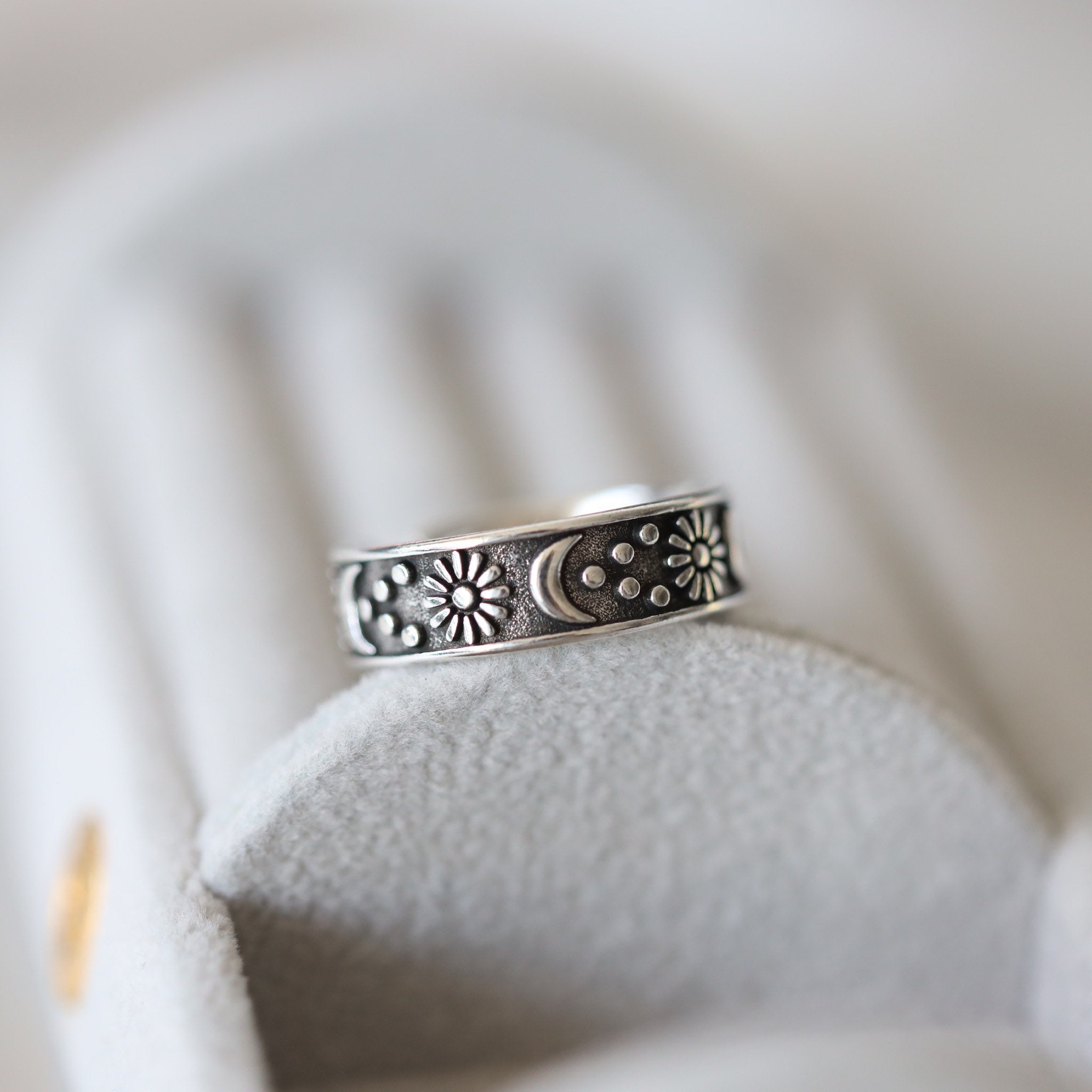 Moon and Sun Silver Ring Moon Ring Sun Ring Star Ring - Etsy