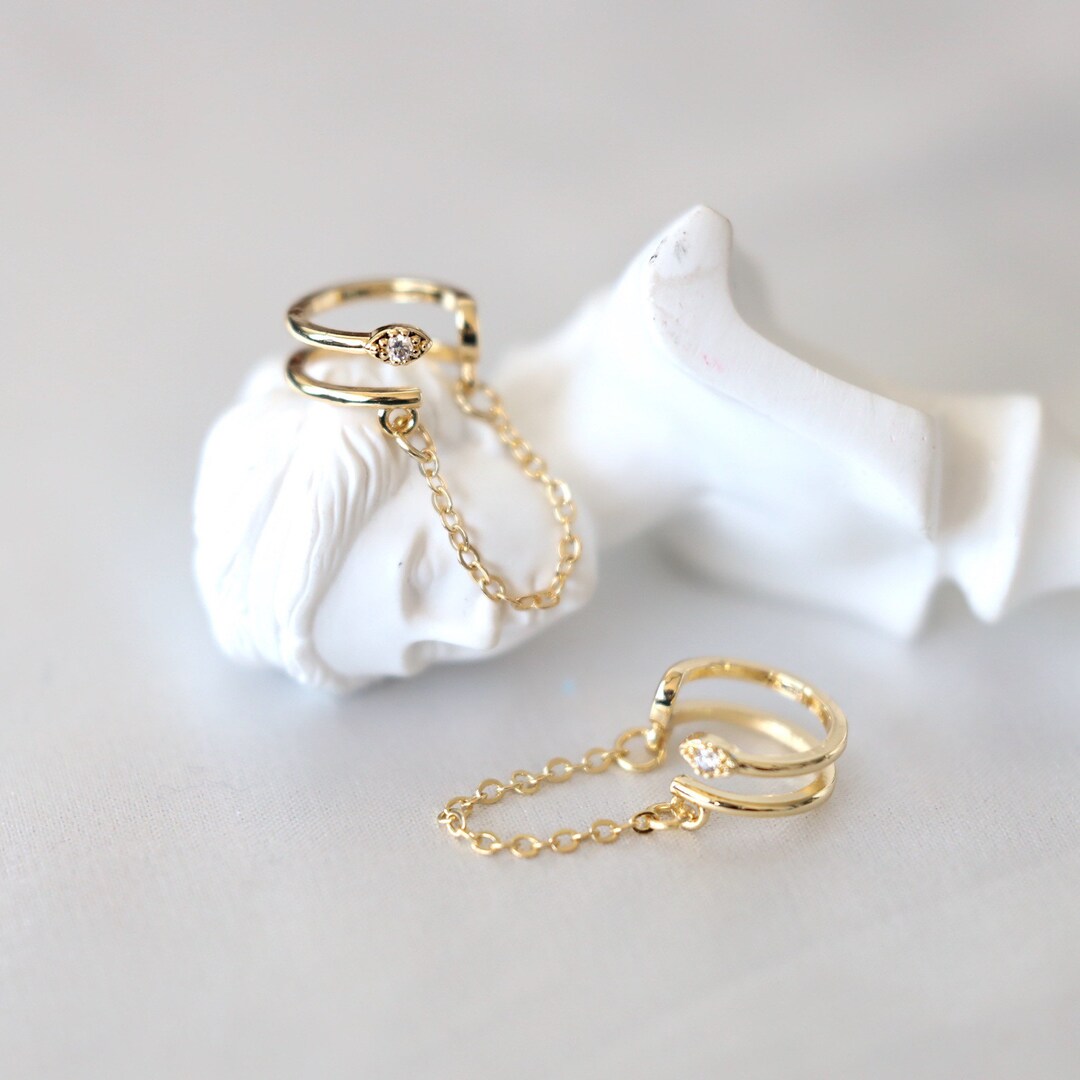 Gold Chain Ear Cuff Gold Ear Cuff Earring Gold Chain - Etsy