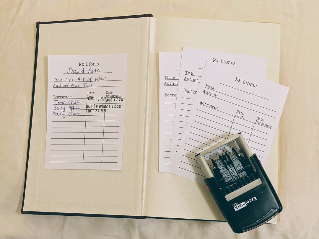 Library Catalog Cards (book Inserts and Borrower Cards) - Etsy