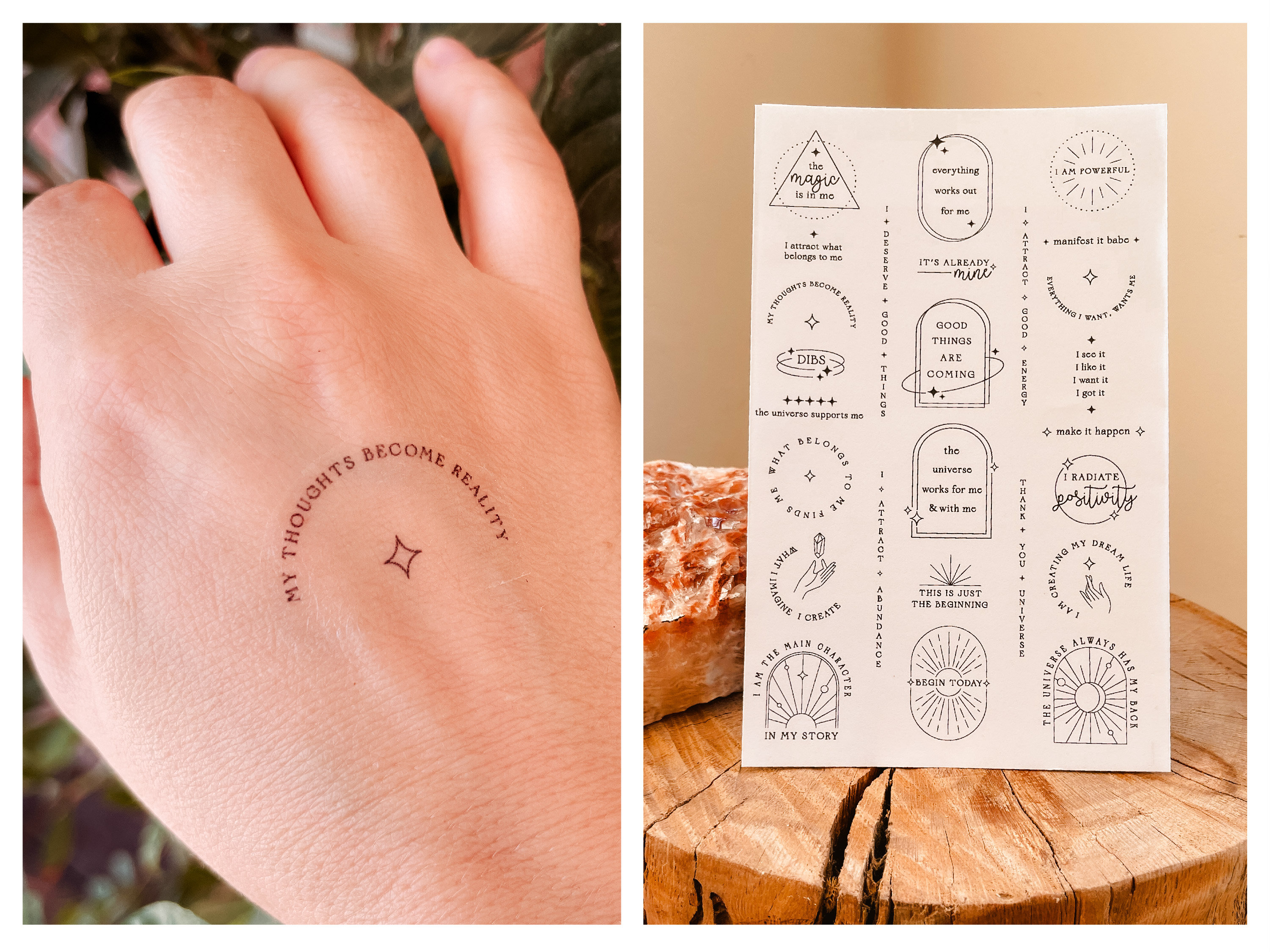 Manifestation Temporary Tattoos Daily Affirmations Gifts for Women ...