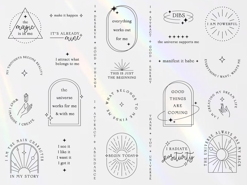 Manifestation Temporary Tattoos Daily Affirmations Gifts for Women ...