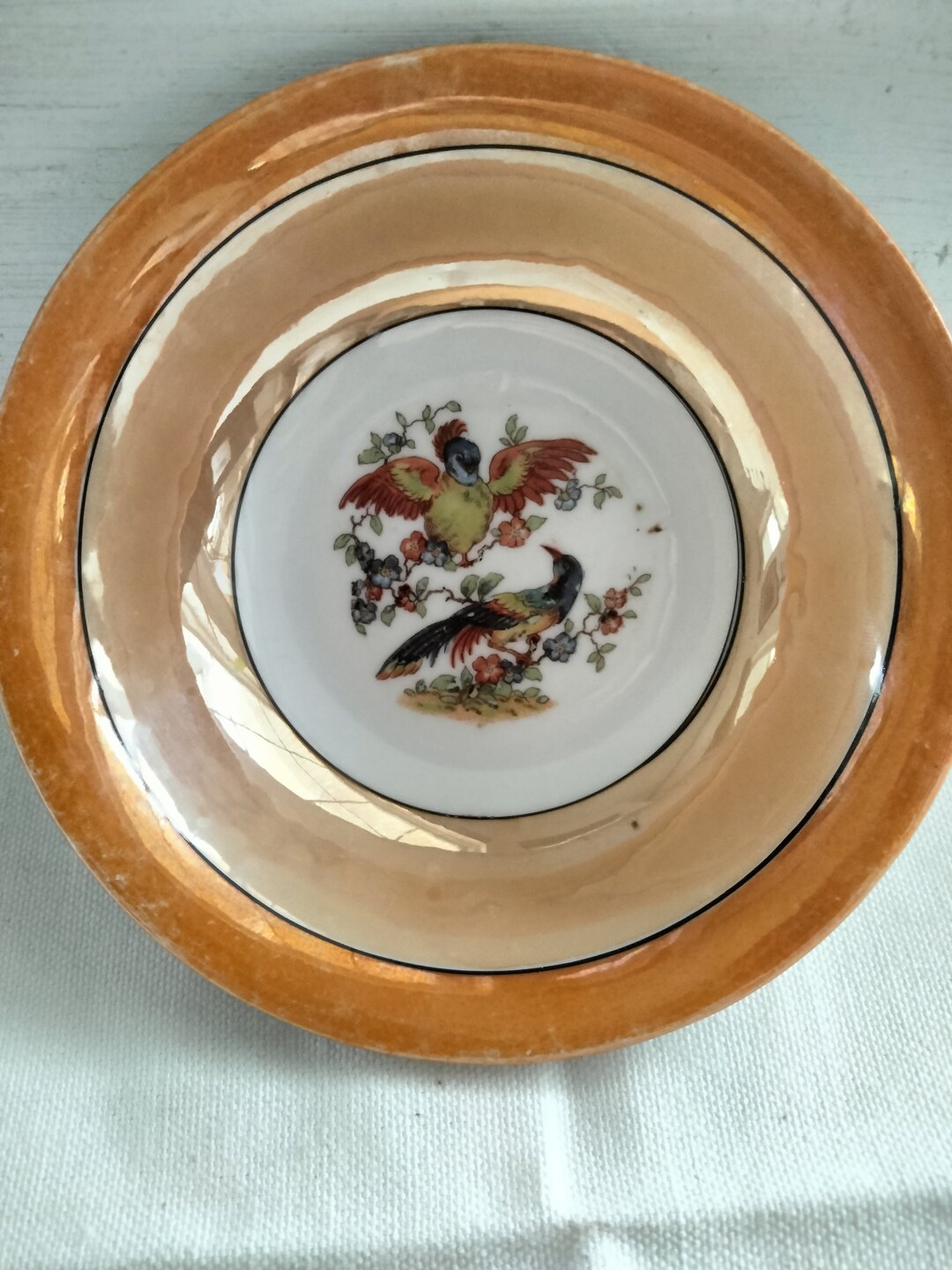 Antique German Lusterware Dessert/fruit Bowl With Chinese Bird Pattern ...