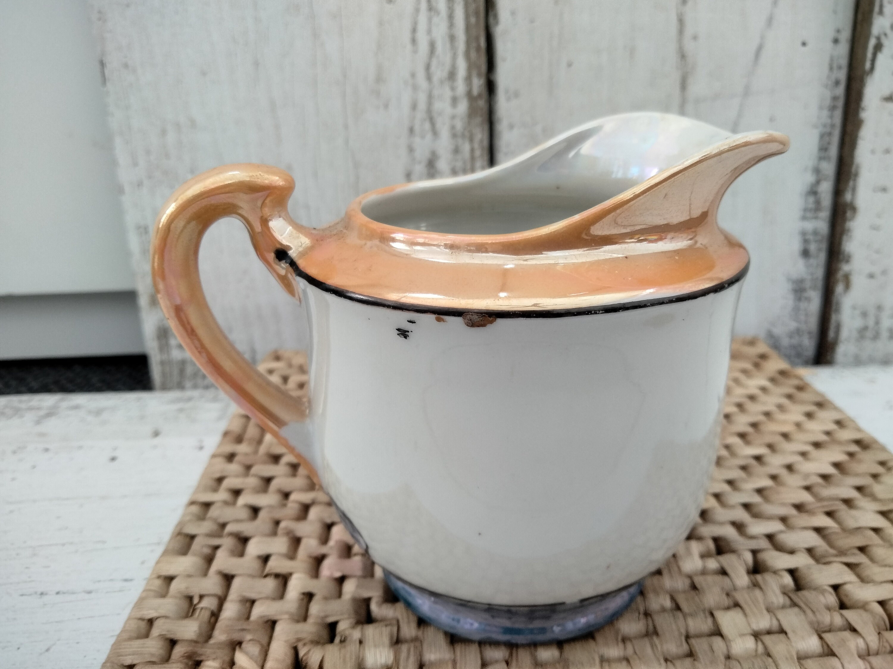 Vintage Cream Pitcher, Made in Japan, Gold-yellow and Blue Lusterware ...