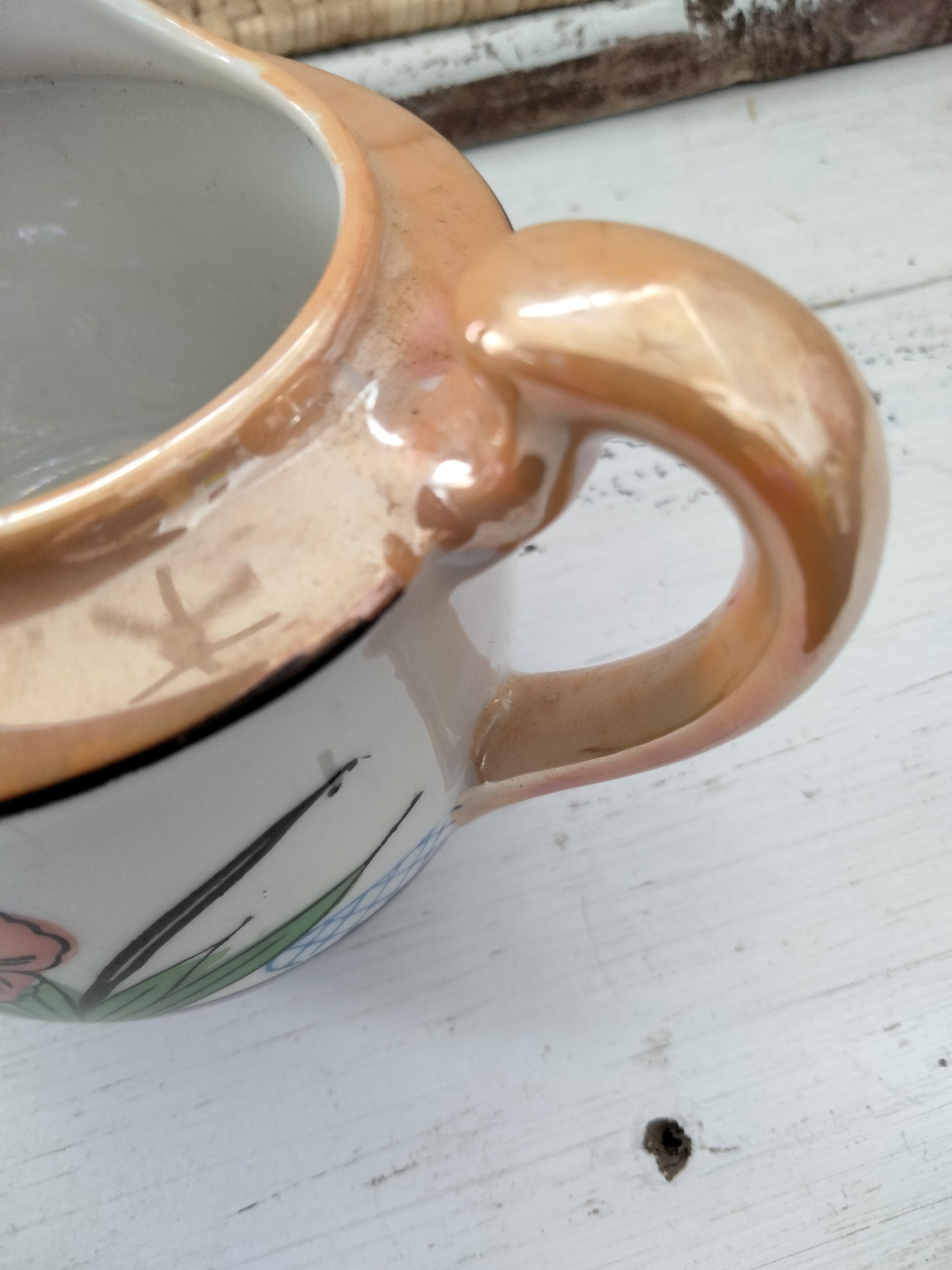 Vintage Cream Pitcher, Made in Japan, Gold-yellow and Blue Lusterware ...