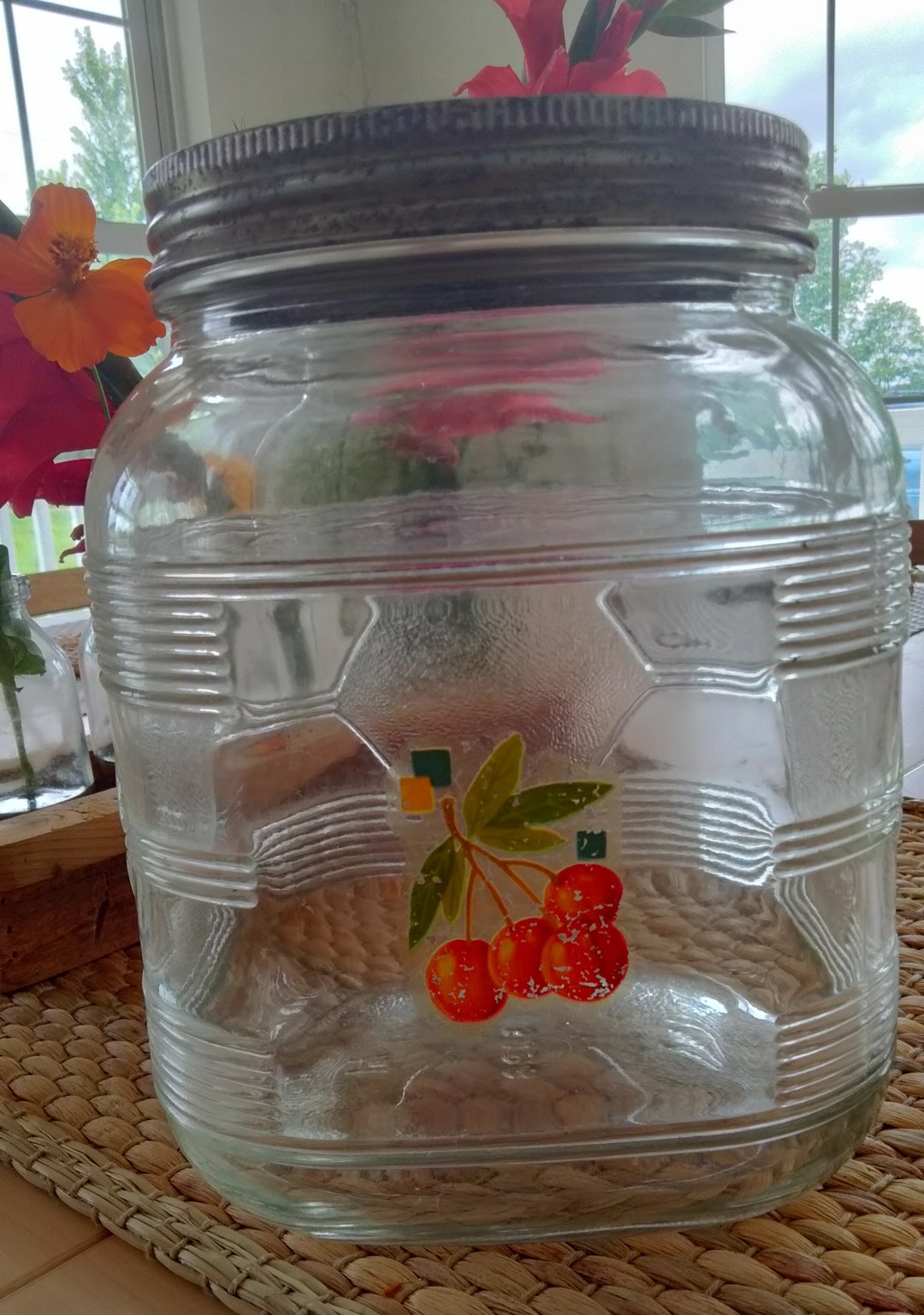 Vintage Rare Hazel Atlas Gallon Jar With Cherries, 1940s, Free Shipping ...