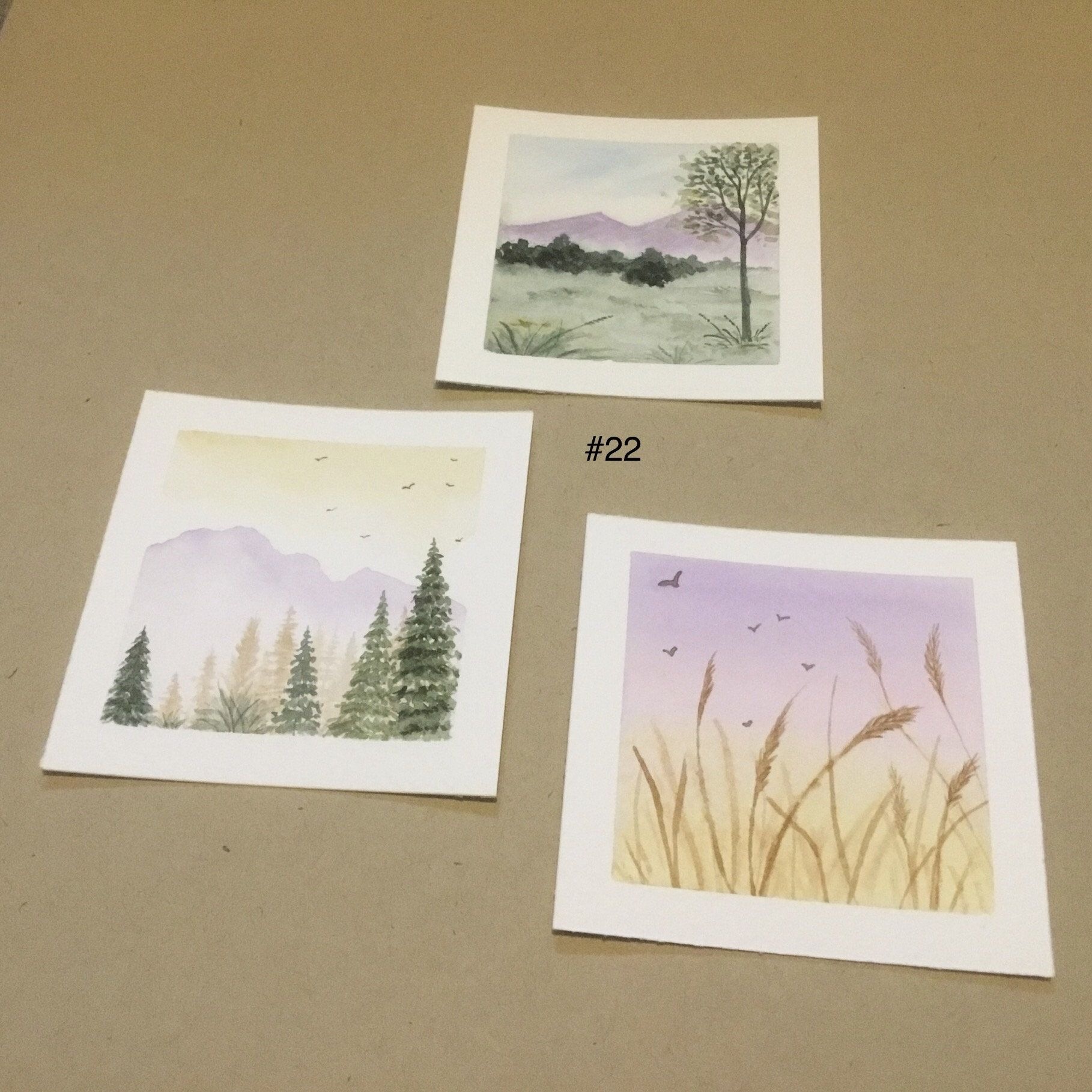 Original Mini Watercolor Painting, Tiny Landscapes 21, 22, 23. Choose ...