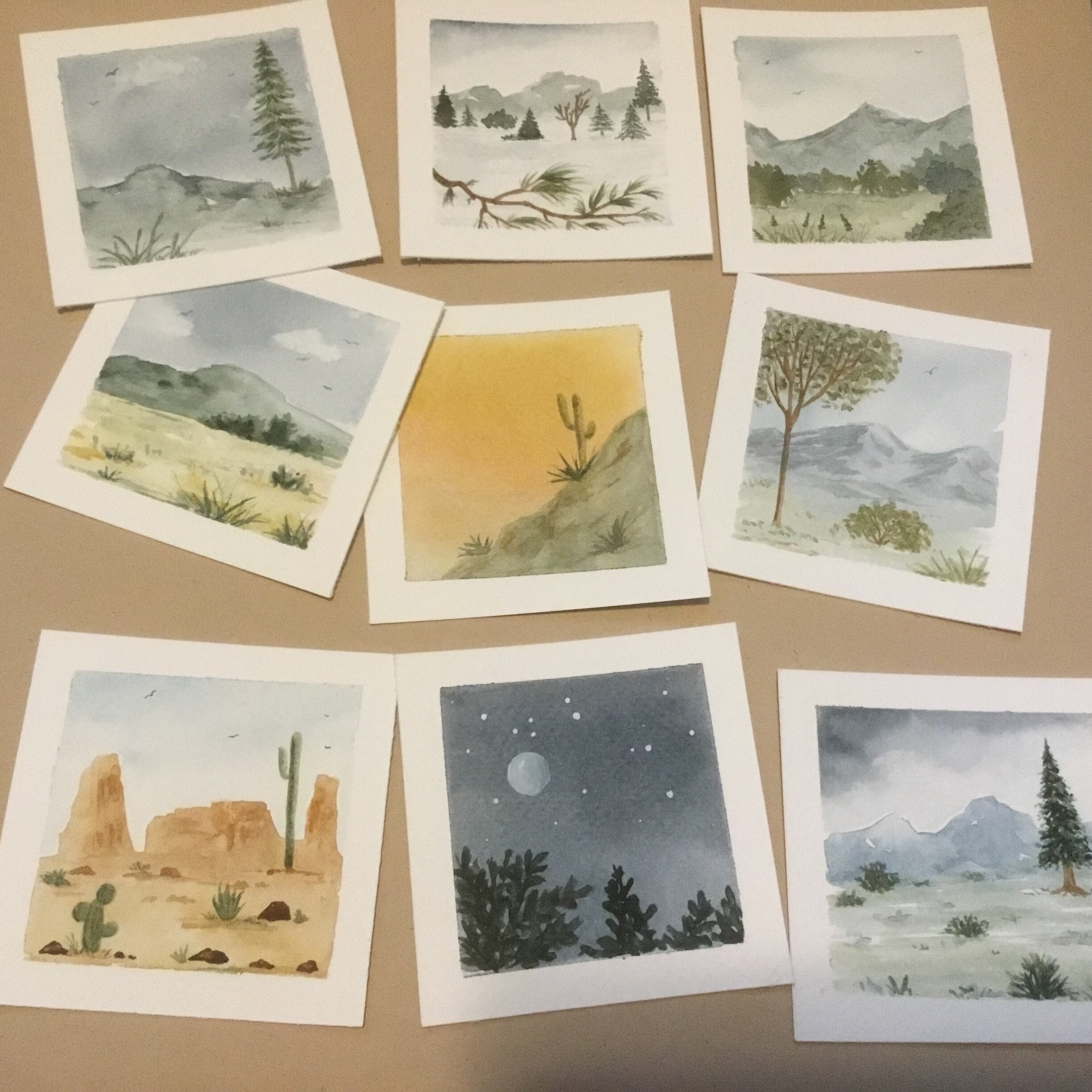 Original Mini Watercolor Painting, Tiny Landscapes 18, 19, 20, Choose ...