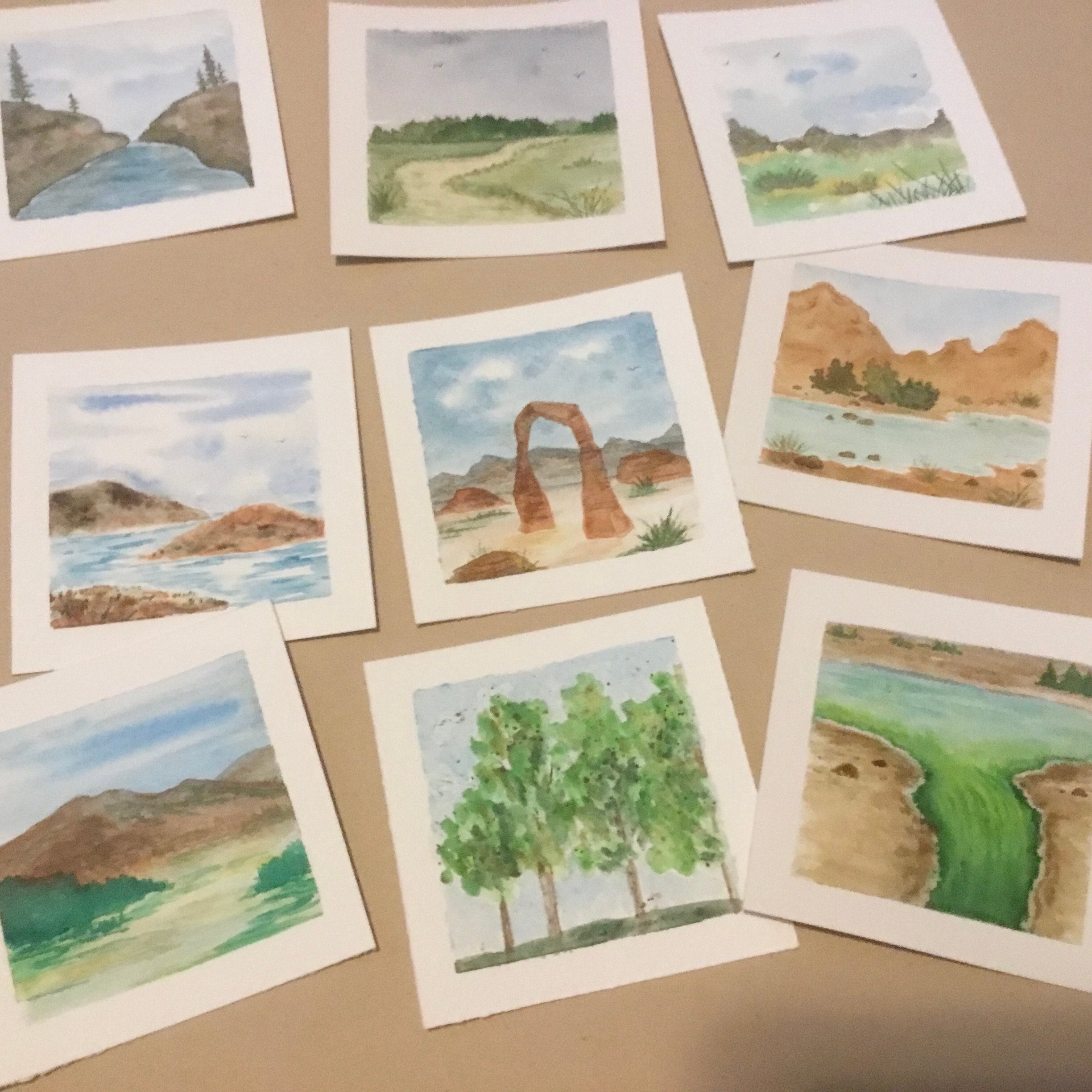 Mini Original Landscape Watercolor Paintings Collections 3, 4, 5 ...