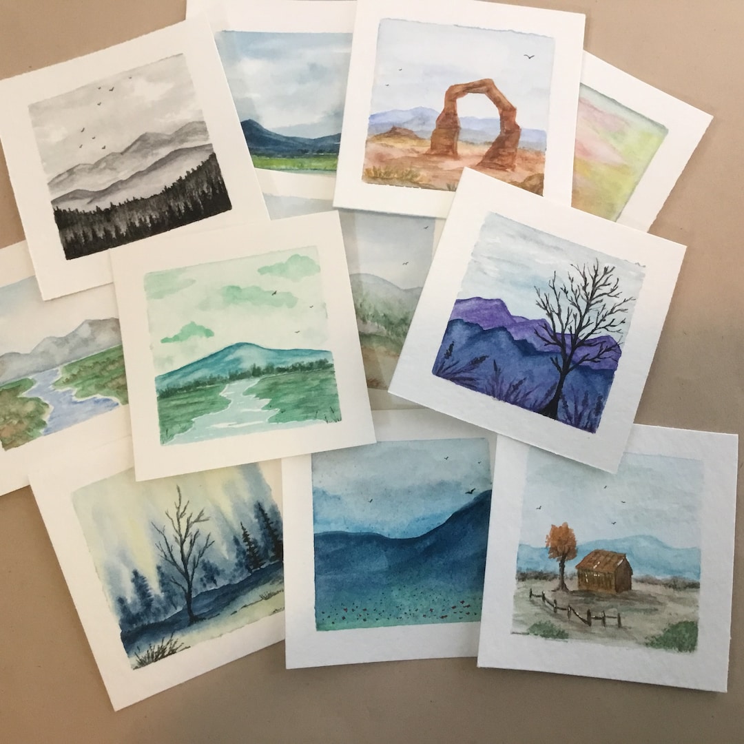 Mini Original Landscape Watercolor Paintings Collections 1-6 - Etsy