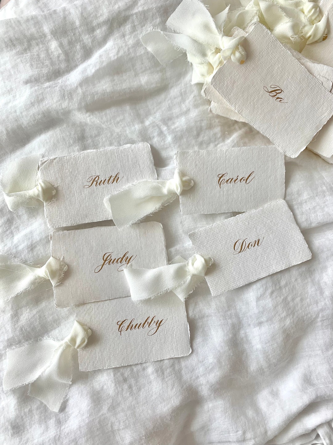 Handwritten Calligraphy Place Cards | Handmade Deckle Edge Paper ...