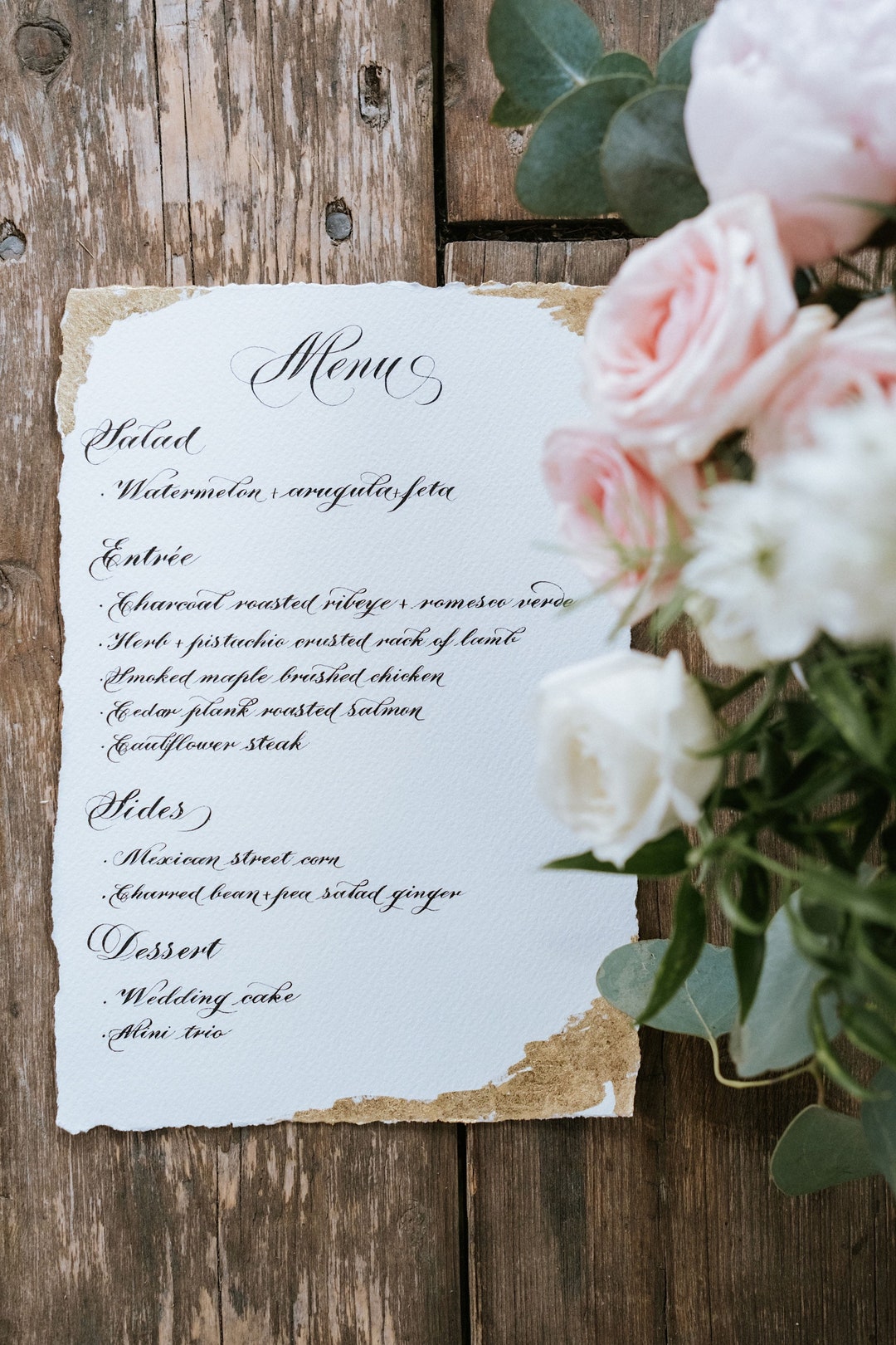 Handwritten Menus in Elegant and Minimalist Calligraphy Wedding ...