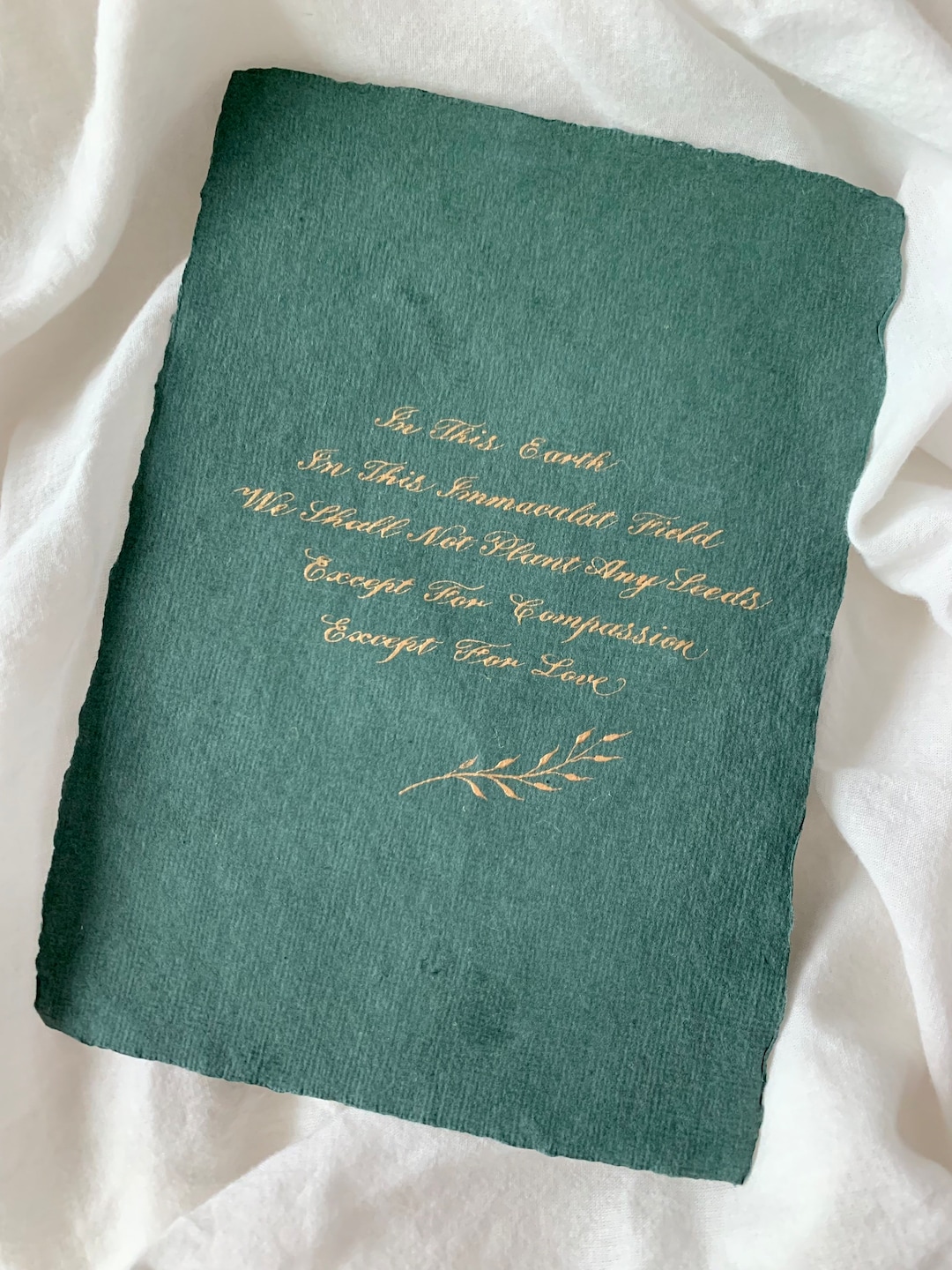 Dark Green Paper Calligraphy Letter, Gold Ink Writing, Custom Quotes ...