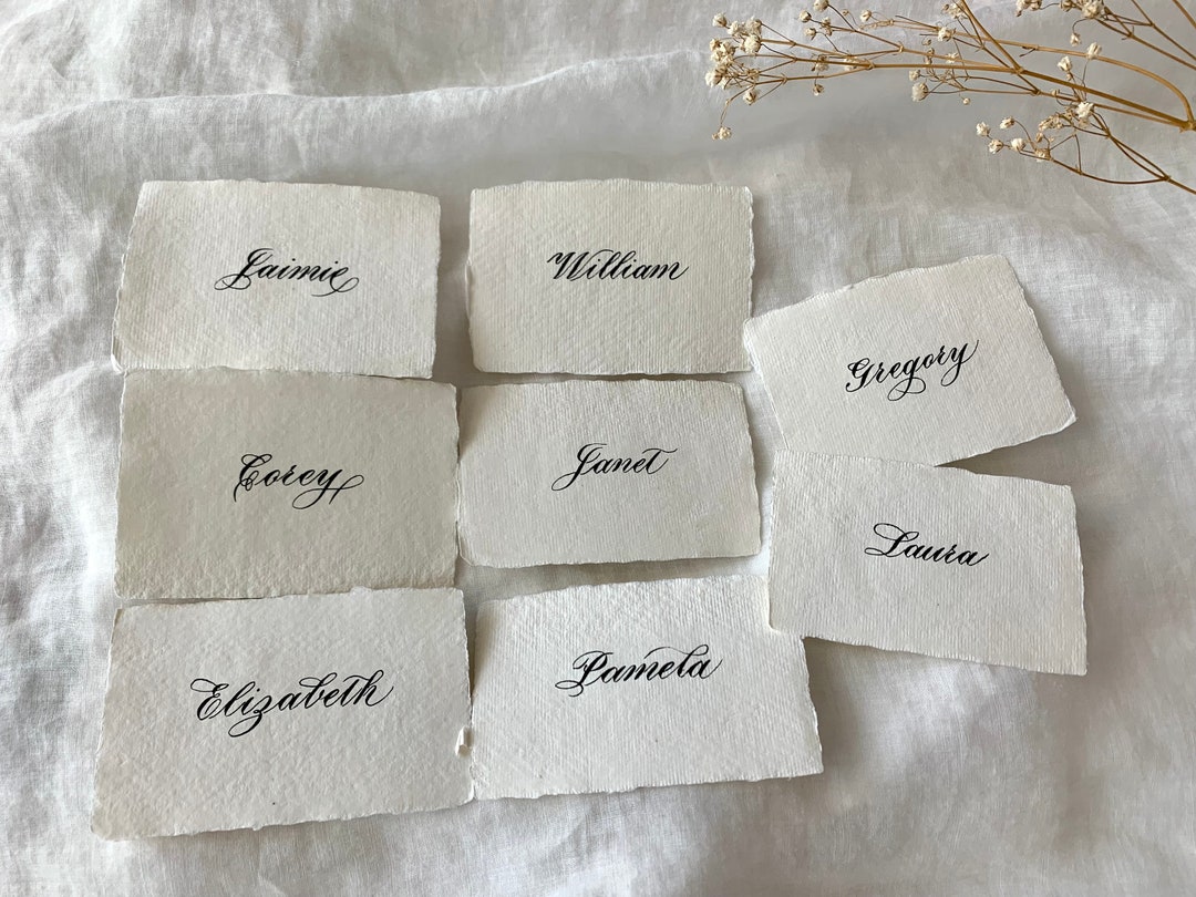 Ivory Handwritten Name Cards: Elegant Wedding Stationery, Dinner Place ...