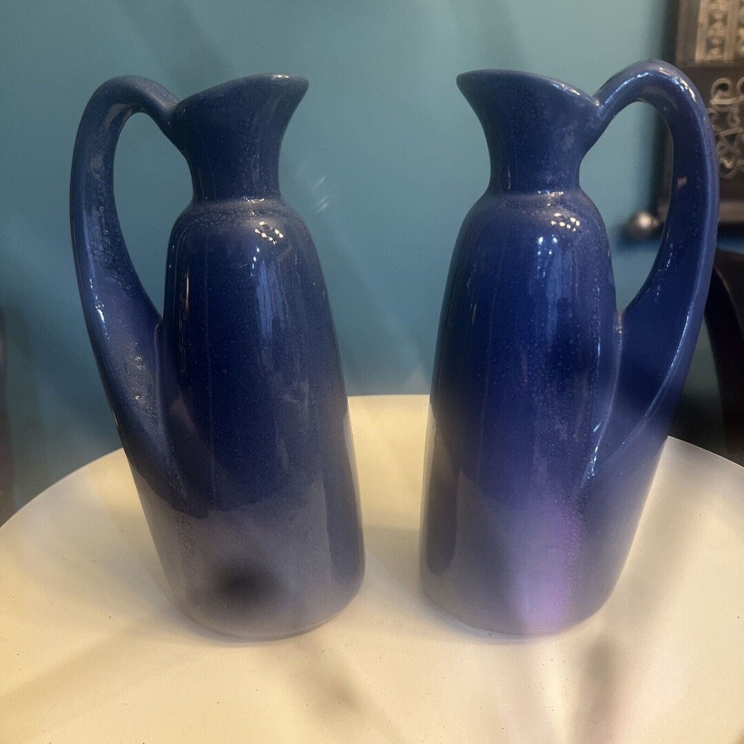 Vintage Set UHL Blue Glz Pitcher 141 Art Deco Stoneware Jug Egyptian ...