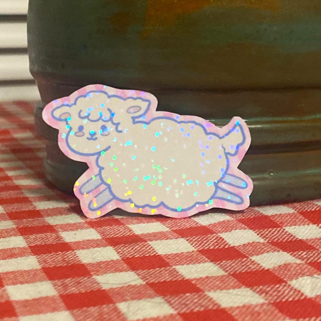 Sparkly Sheep Sticker, Waterproof, Cute Sheep Art Whimsical Sticker ...