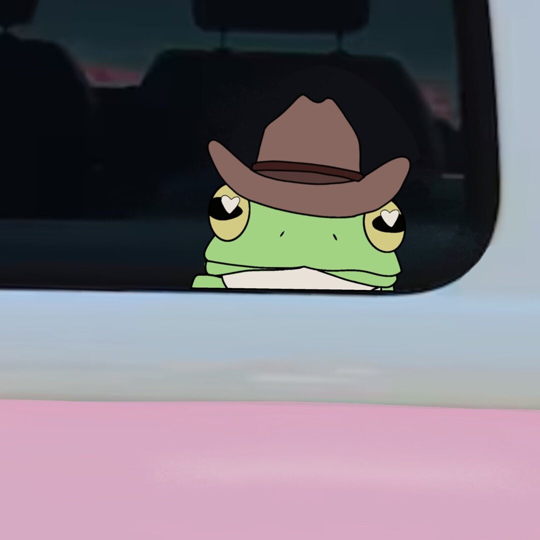 Cute Cowboy Frog Peeker Car Decal Fun Bumper Sticker for Vehicles ...
