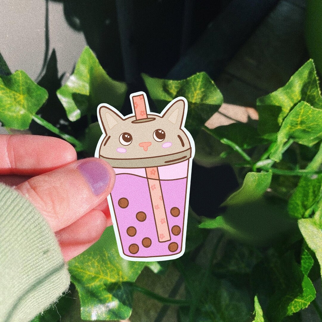 Cat Boba Sticker Kawaii Boba Tea Gifts Waterproof - Etsy