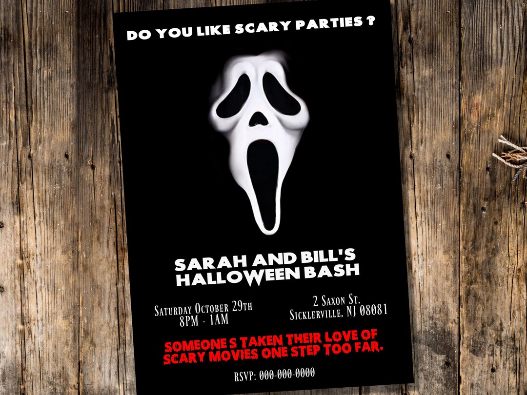 Scream Party Invitation Digital Download Scream Halloween Party Invitation Horror Movie Party ...