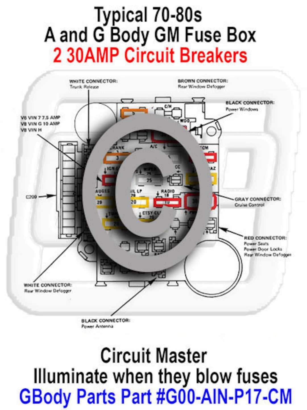 GM 70s/80s Reproduction Fuse Box Decal W/ 2-30AMP Circuit Breakers - Etsy