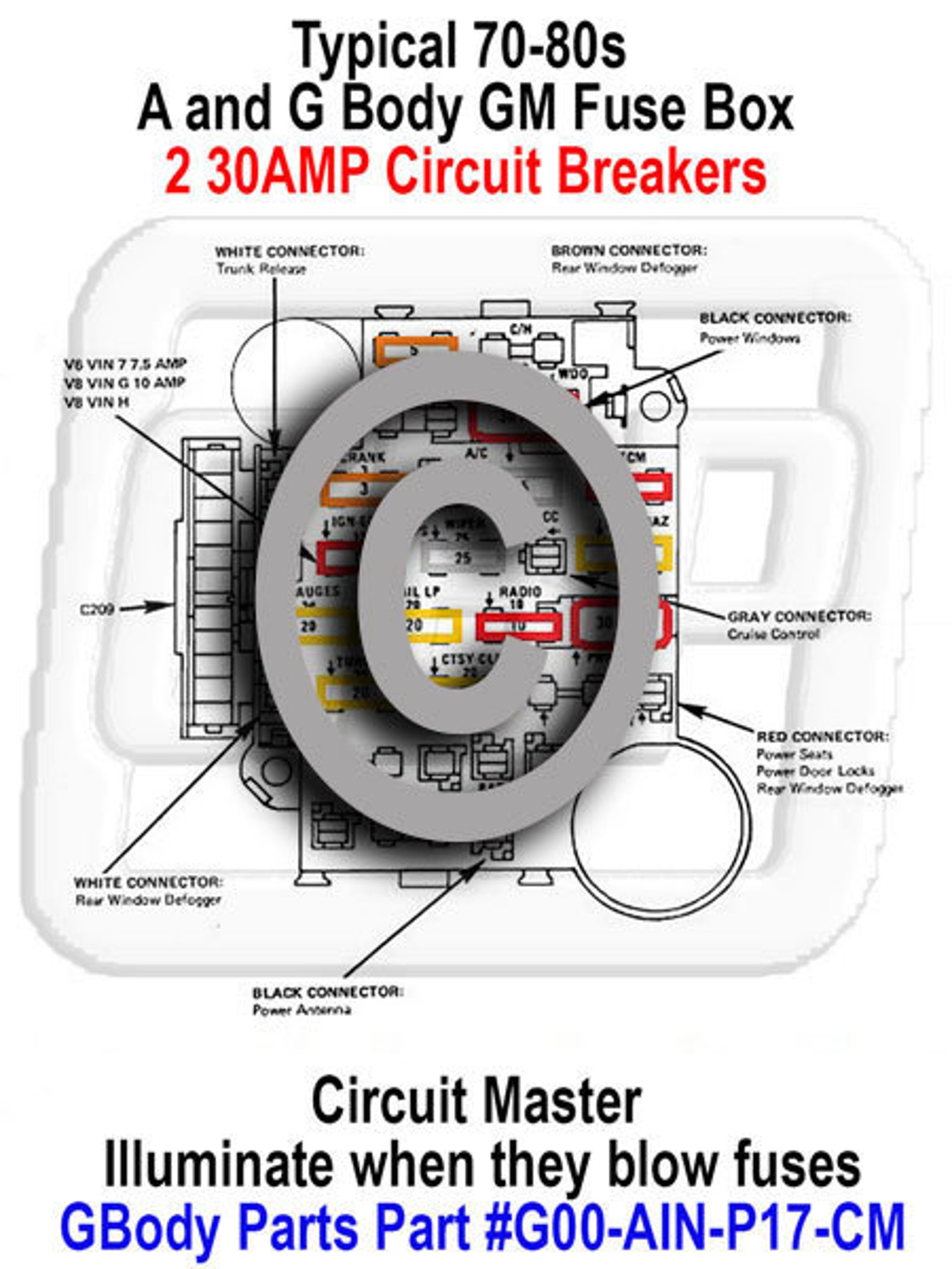 GM 70s/80s Reproduction Fuse Box Decal W/ 2-30AMP Circuit Breakers - Etsy