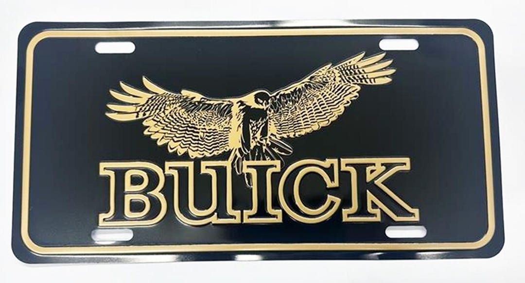 Buick Hawk Stamped Vanity License Plate, Black With Gold Embossing - Etsy