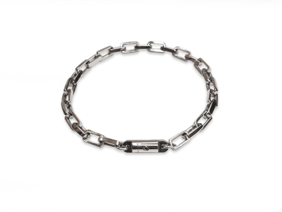 Polished Locking Stainless Steel Collar Necklace Link Chain - Multiple ...