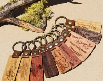 Engraved Wooden Key Chains - Etsy