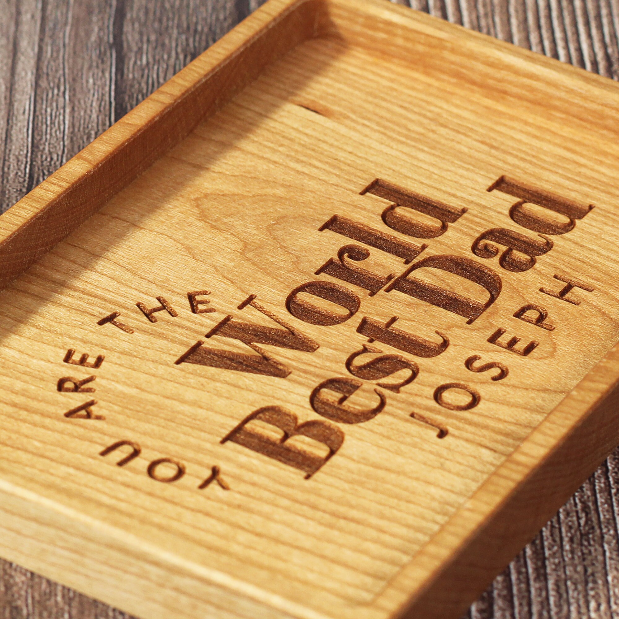 Personalized Wood Tray Engraved Key and Ring Dish, Bedside Tray ...