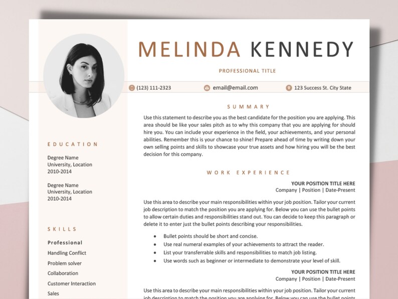 Modern & Professional Resume Template for WORD With 1 and 2 Page ...