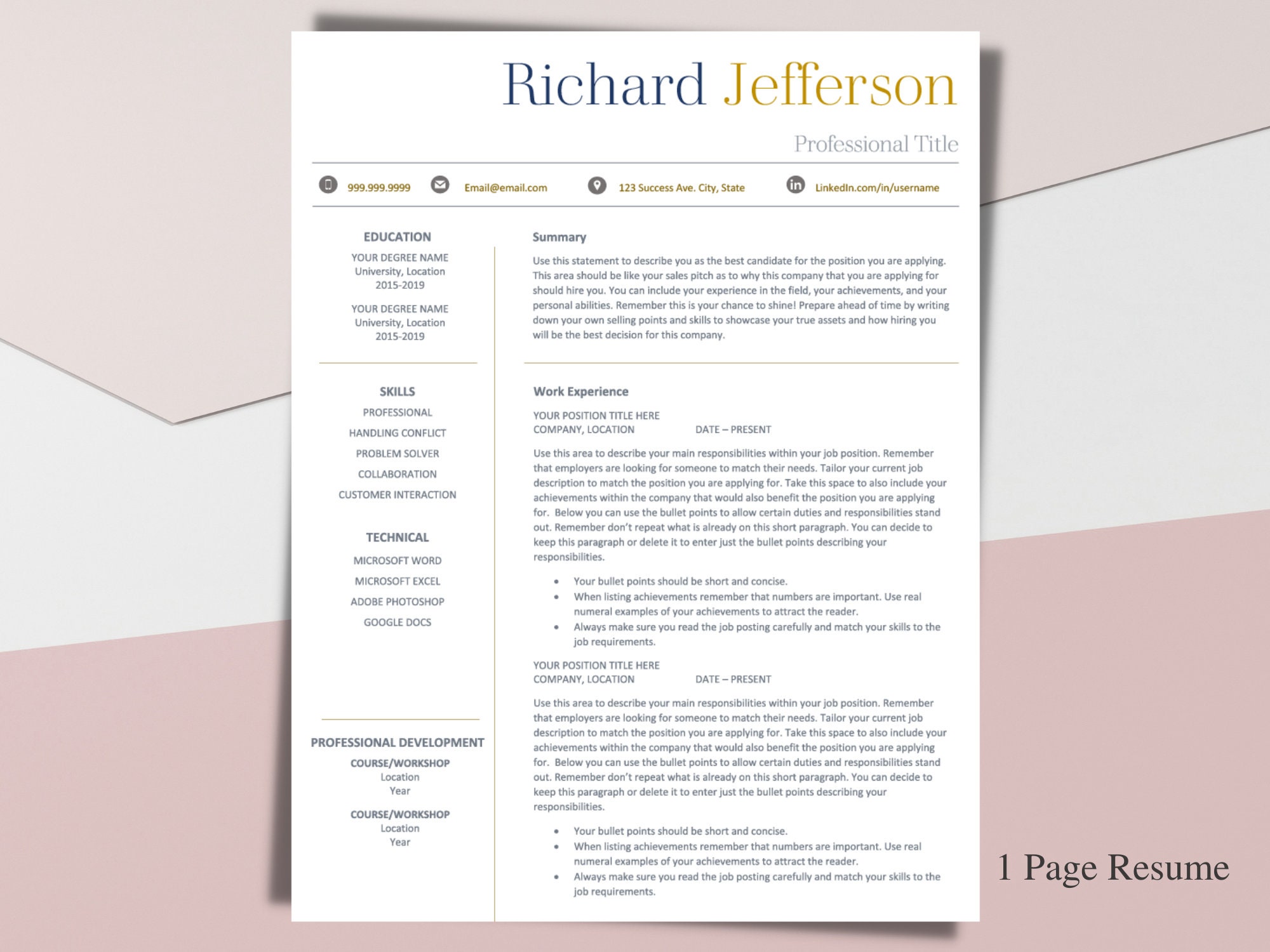 Creative CV Template Modern Resume for WORD Curriculum Vitae Template ...