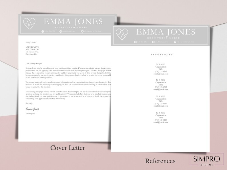 Grey Nurse Resume Template for MS WORD, CV Template Easy to Use With ...